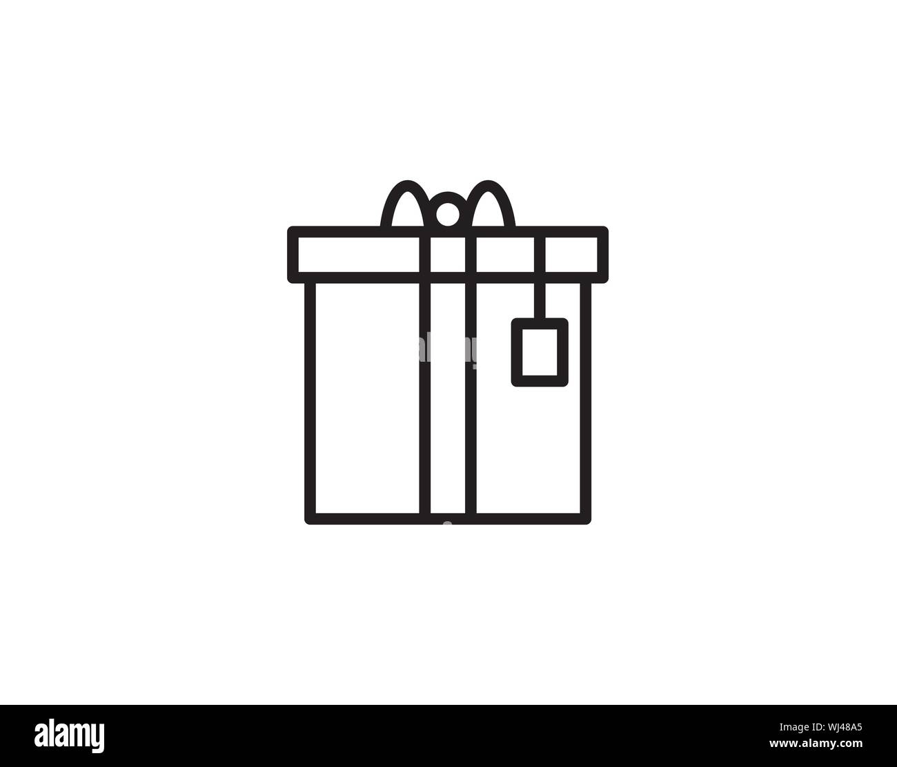Gift box with ribbon line icon, outline vector sign, linear style ...
