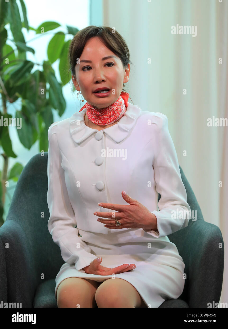 Jane Sun, CEO of Ctrip, speaking in the A'DAM Tower in Amsterdam during ...