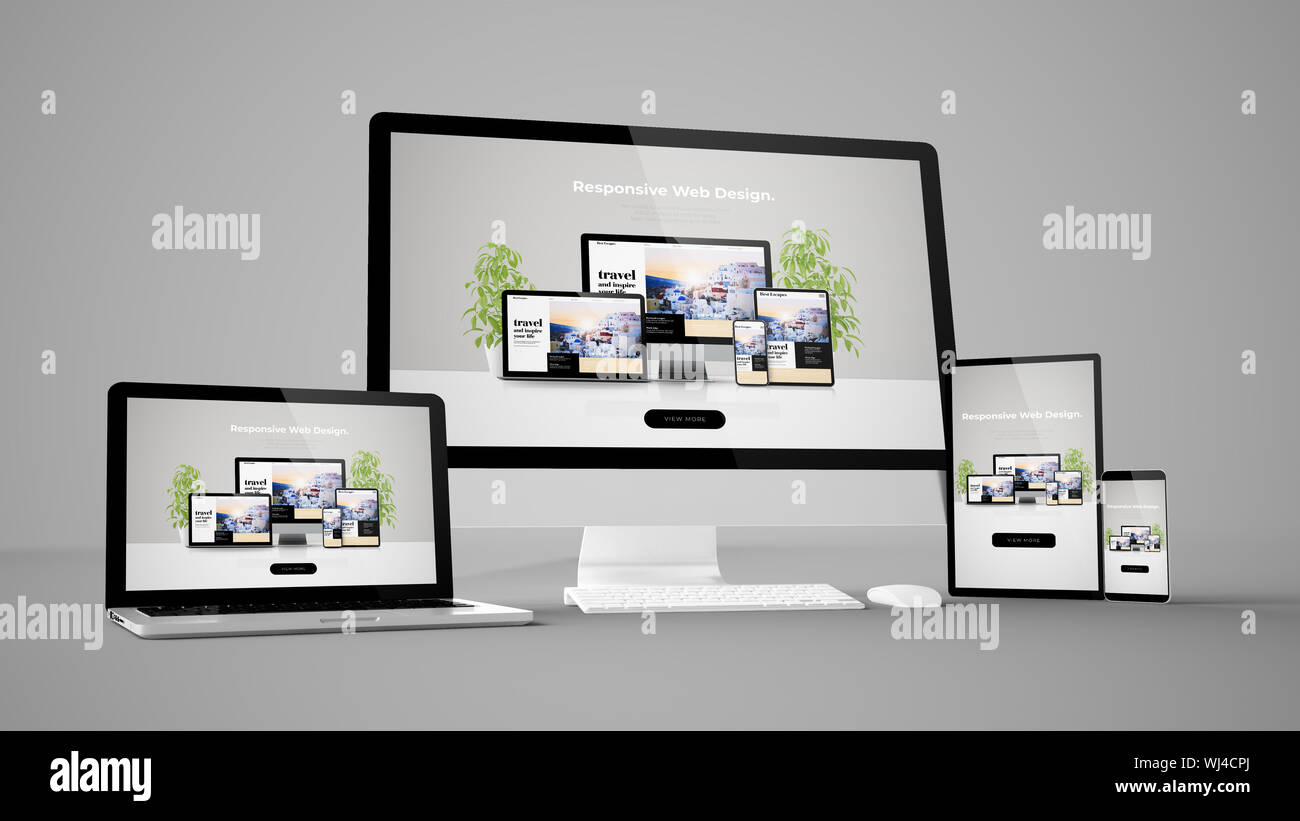 travel website isolated gadget devices 3d rendering Stock Photo - Alamy