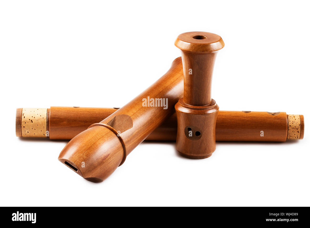 treble flute in three parts on white background Stock Photo - Alamy