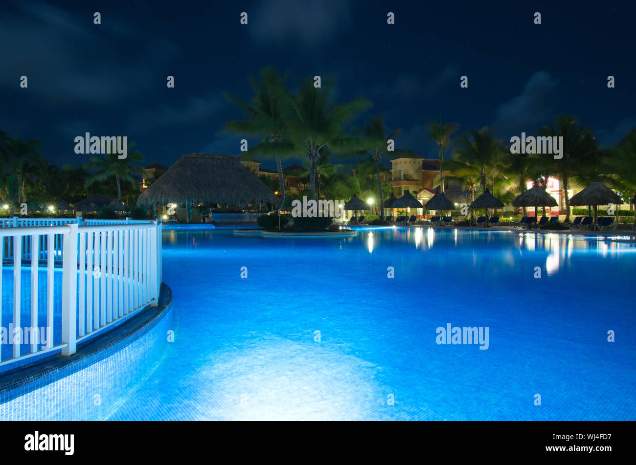Swimming pool in night illumination Stock Photo - Alamy