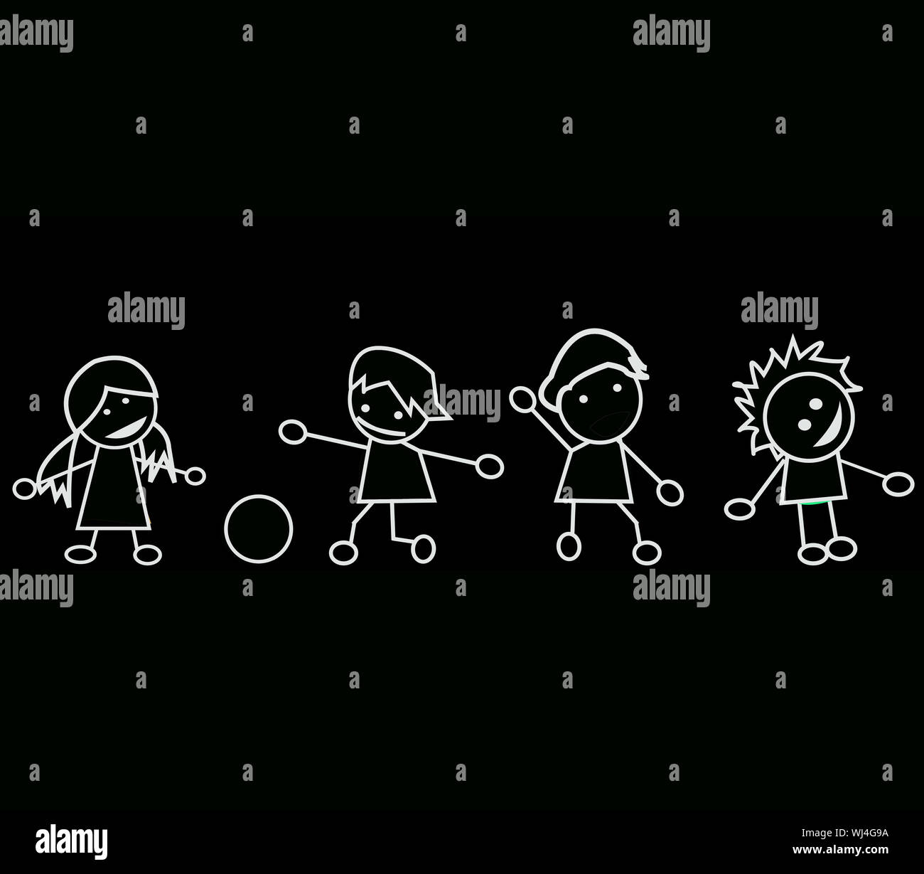 Kids silhouettes, chalk board character developement Stock Photo - Alamy