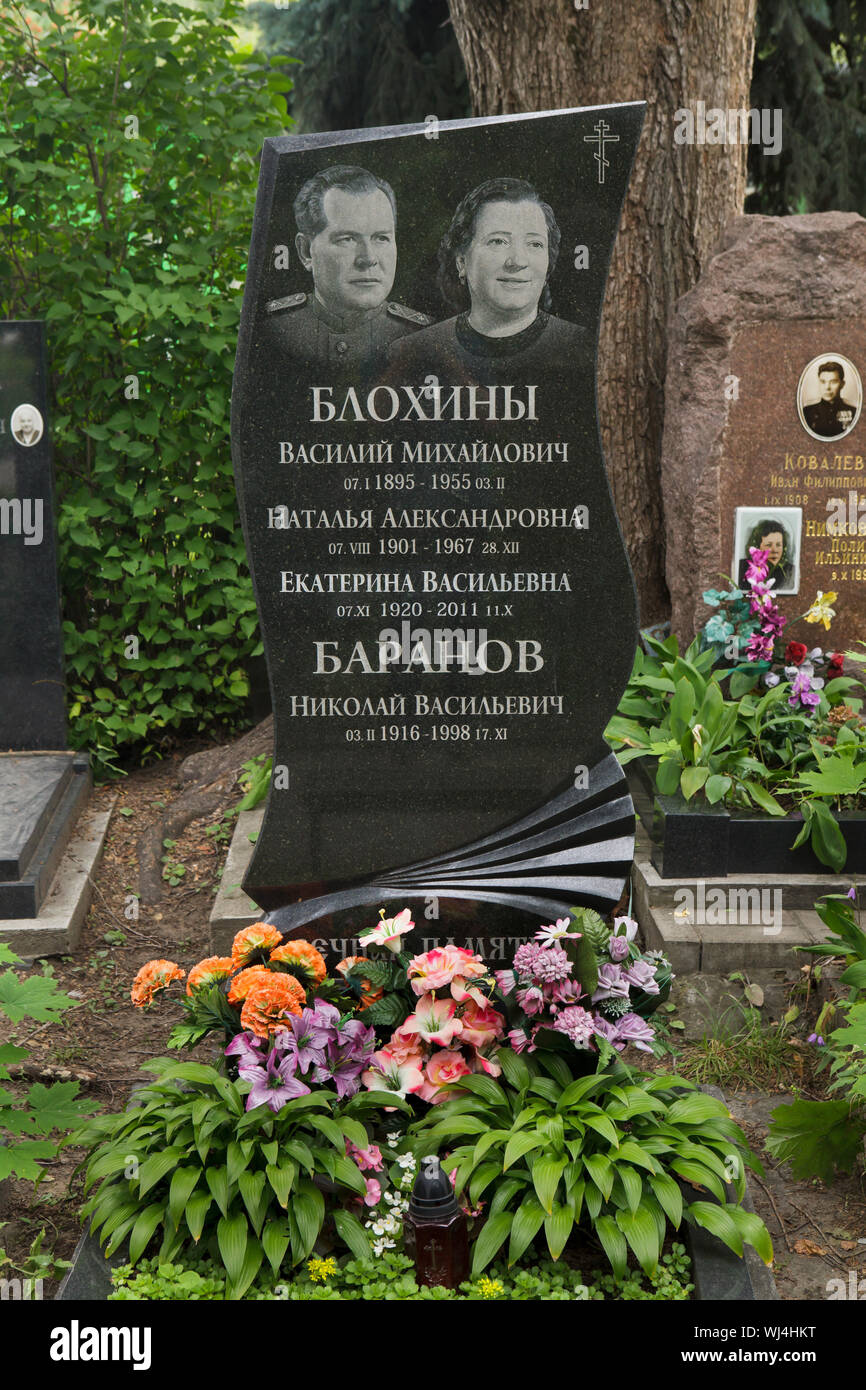 Grave of Soviet general Vasily Blokhin (1895 - 1955) and his relatives ...