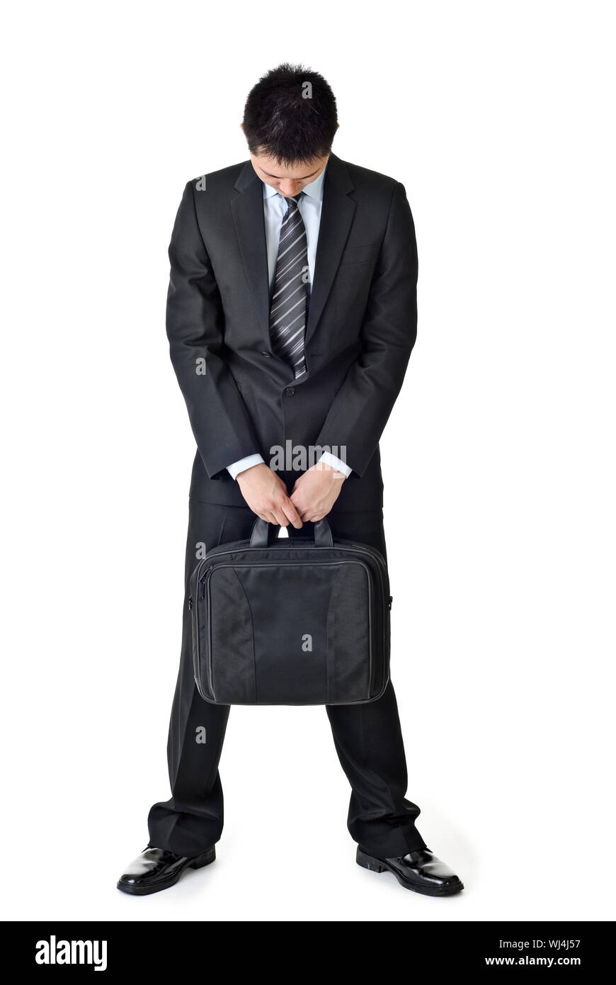 Sad business man, full length portrait isolated white background Stock ...