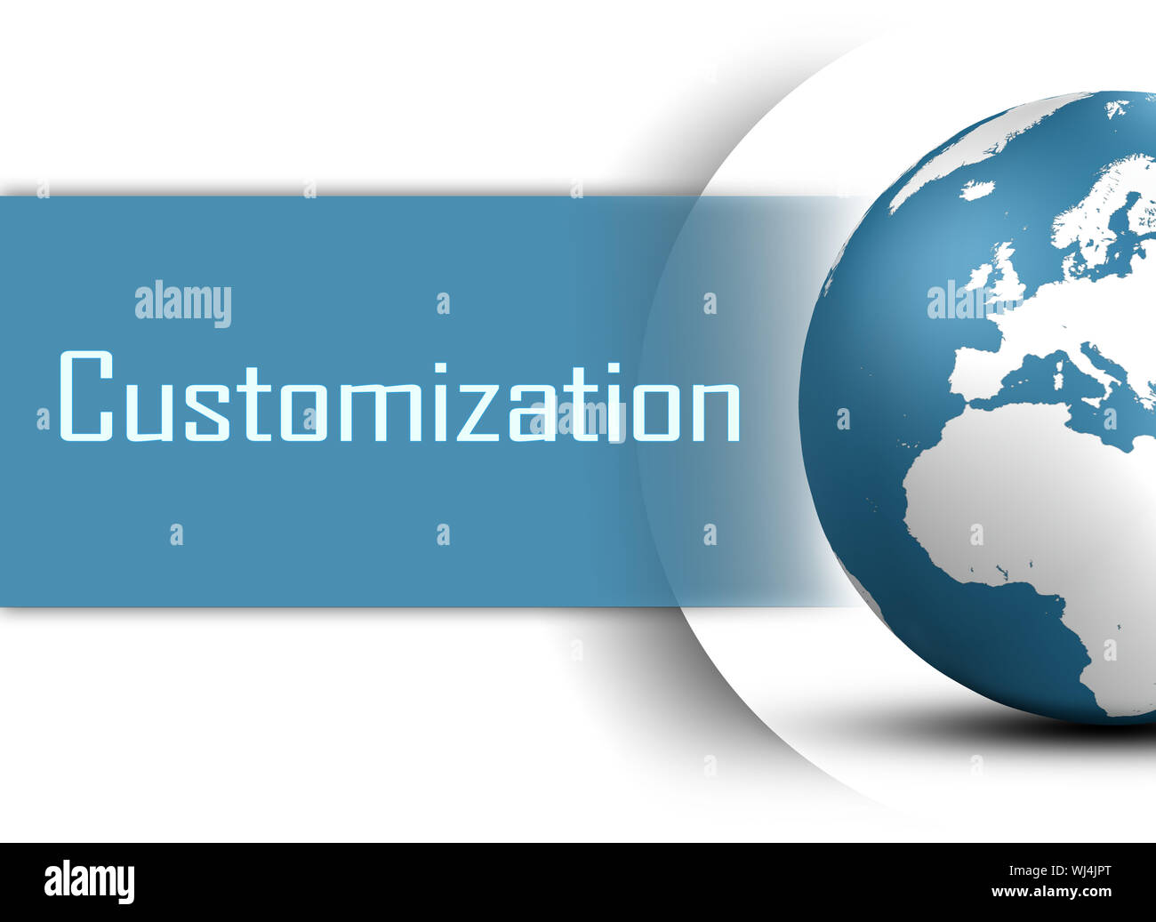 Customization concept with globe on white background Stock Photo - Alamy