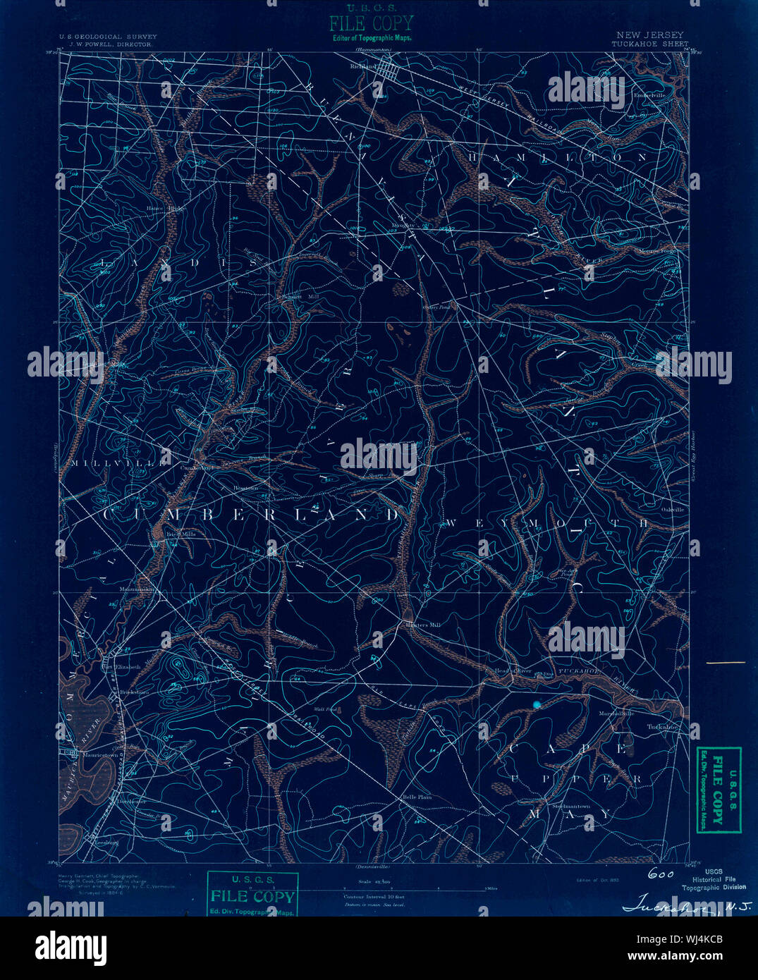 USGS TOPO Map New Jersey NJ Tuckahoe 255405 1893 62500 Inverted ...