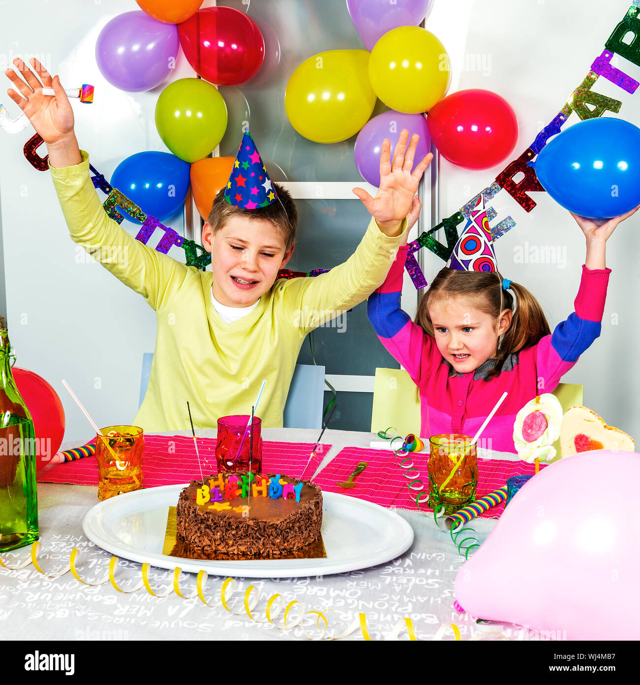 Boy boys kids children party balloons hi-res stock photography and ...