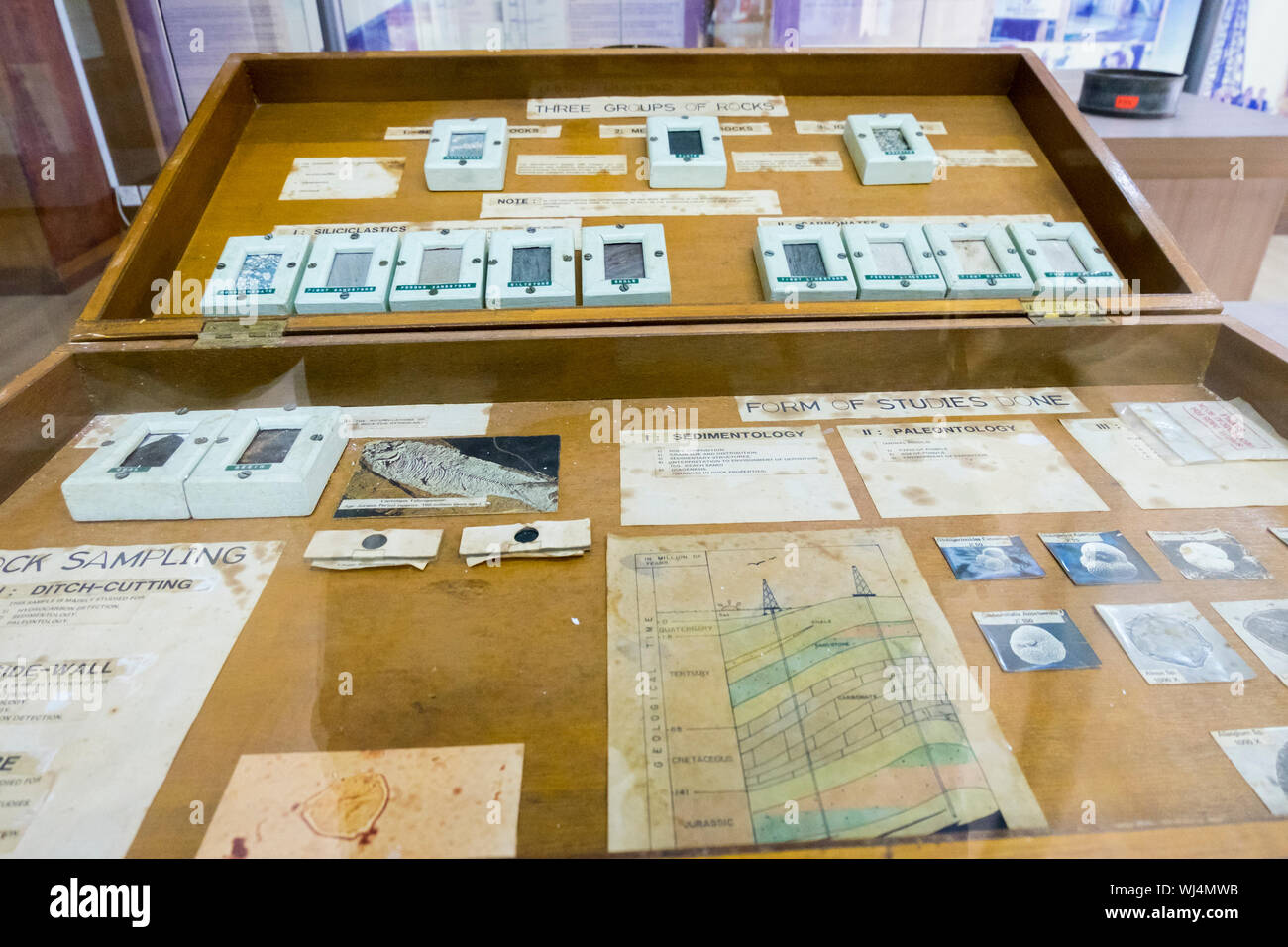 An exhibit of an old geology kit at the Petroleum Museum in Miri ...