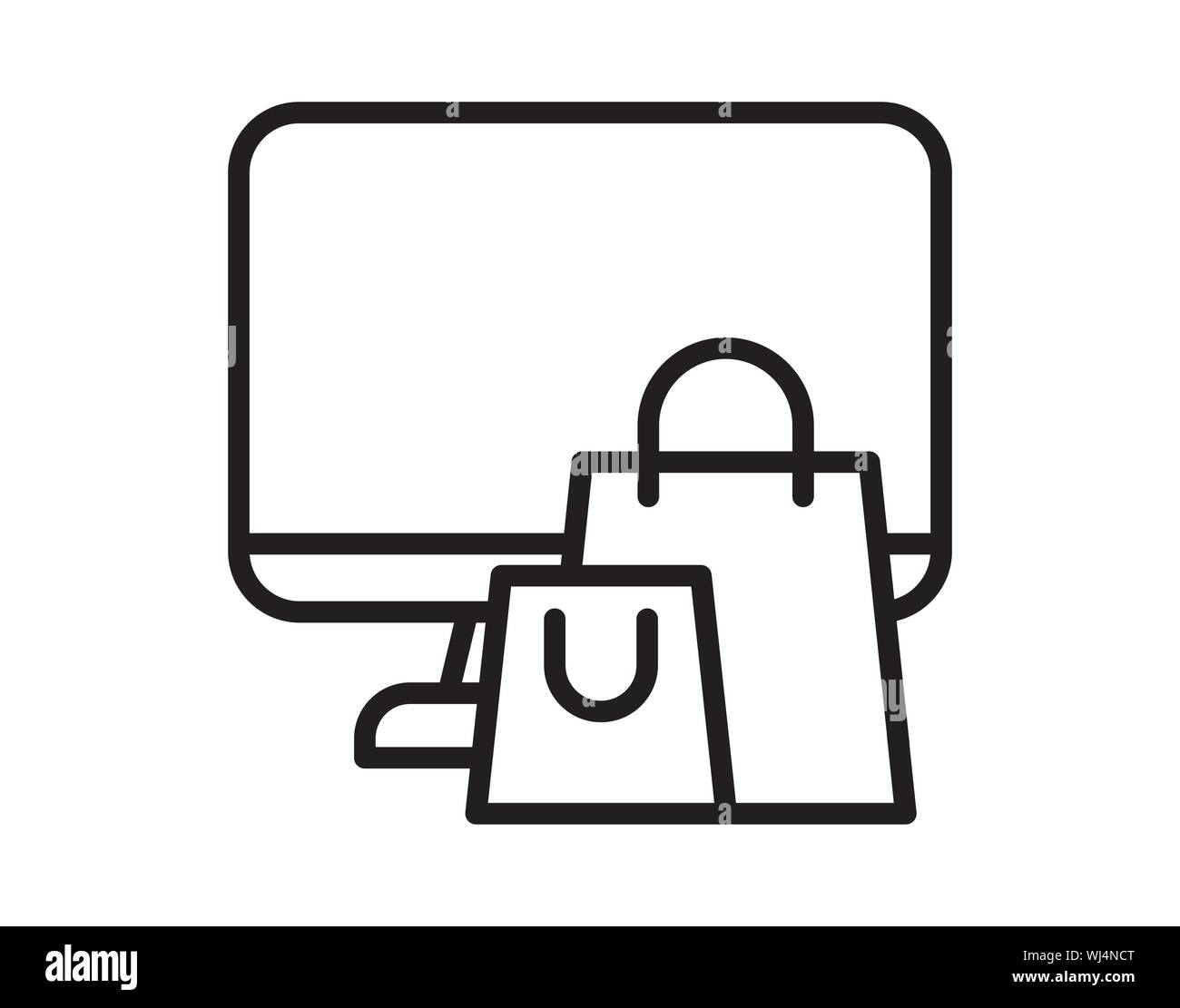 Monitor computer with shopping bag vector image Stock Vector Image ...