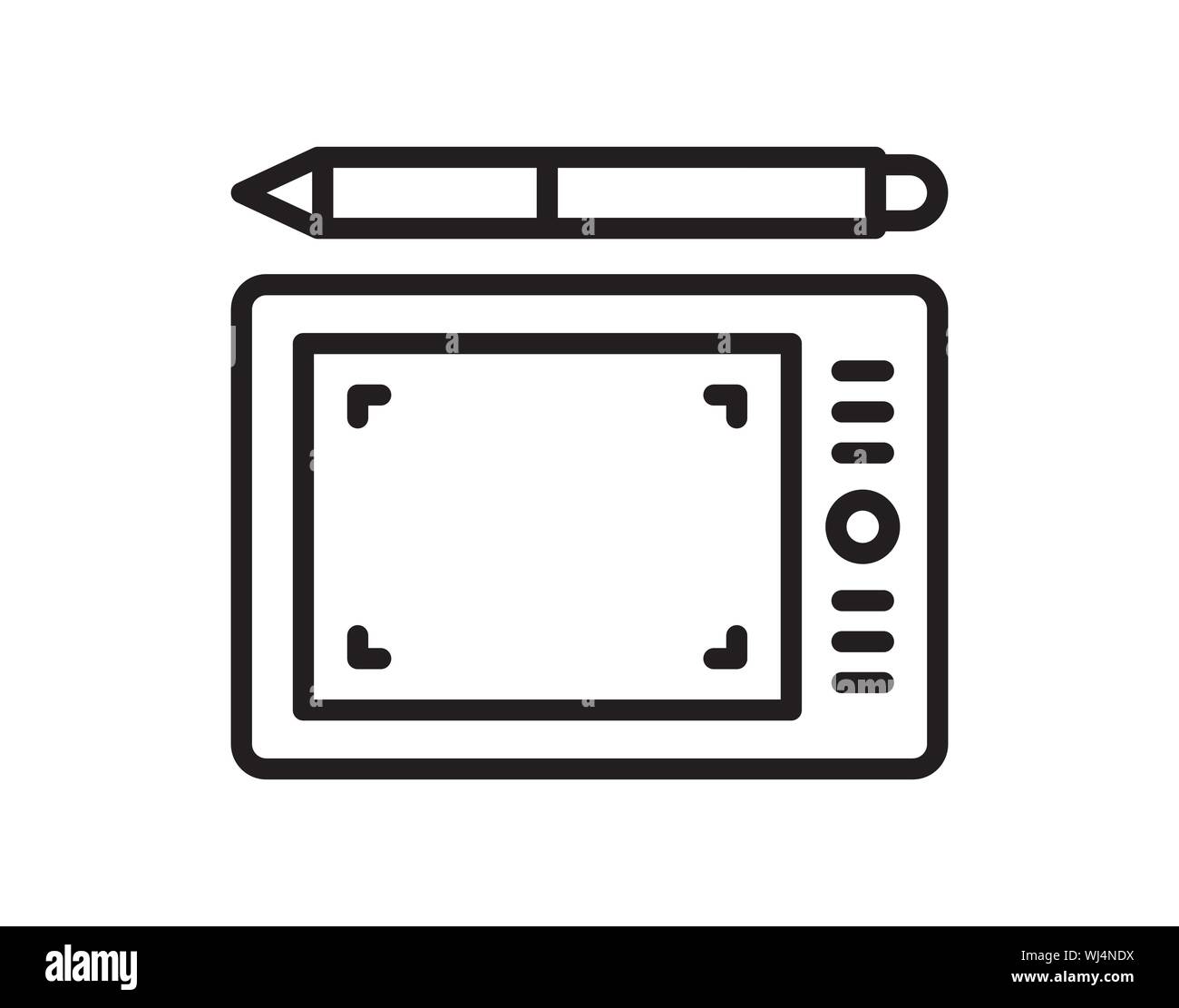 Vector Tablet icon. Flat vector illustration in black isolated on white ...