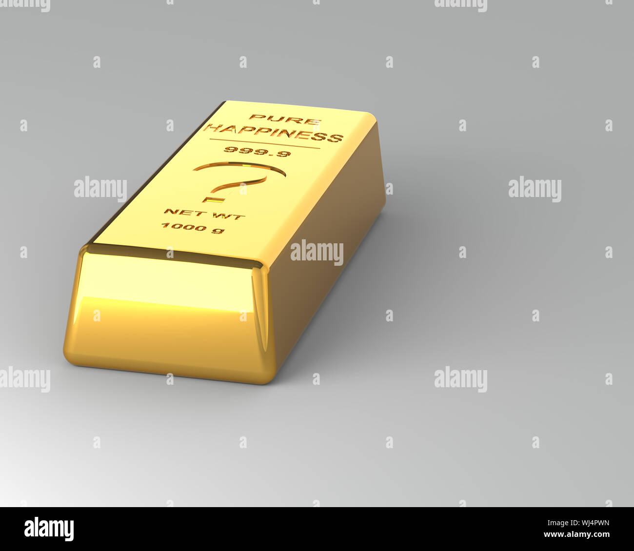 Gold bar on the Gray Background. Labeled with Pure Happines Stock Photo ...