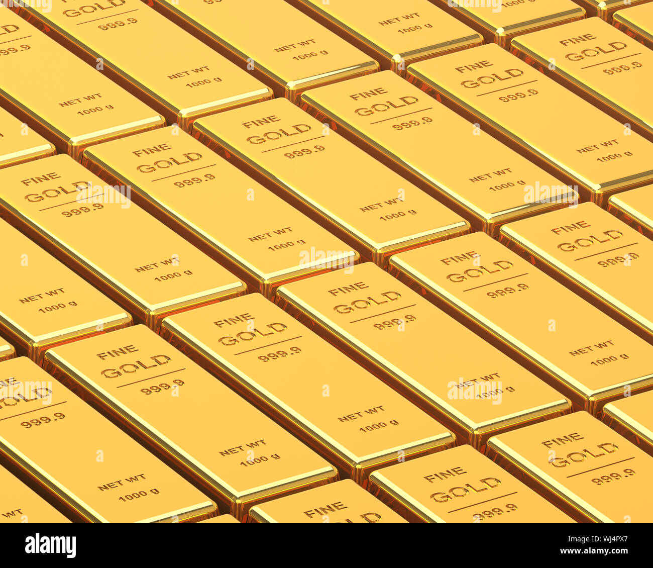 3d gold bar stack close hi-res stock photography and images - Alamy