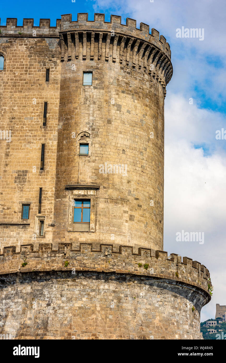 Italy, Naples, Maschio Angioino castle. Side tower Stock Photo - Alamy