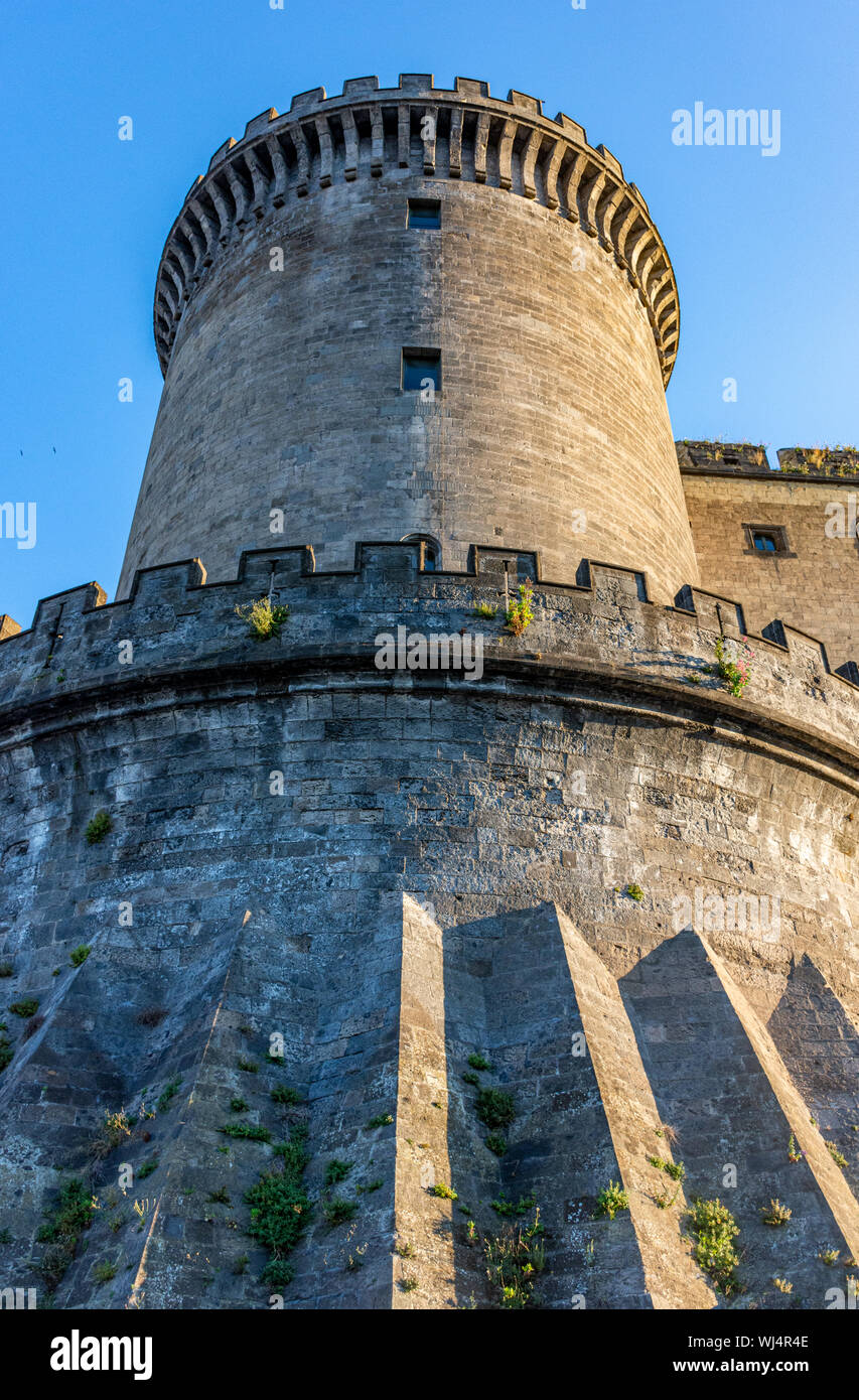 Italy, Naples, Maschio Angioino castle. Side tower Stock Photo - Alamy