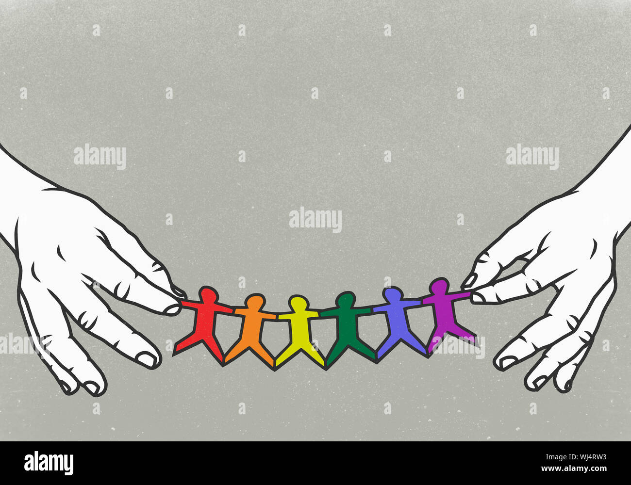 Hands holding LGBTQI rainbow paper chain Stock Photo - Alamy