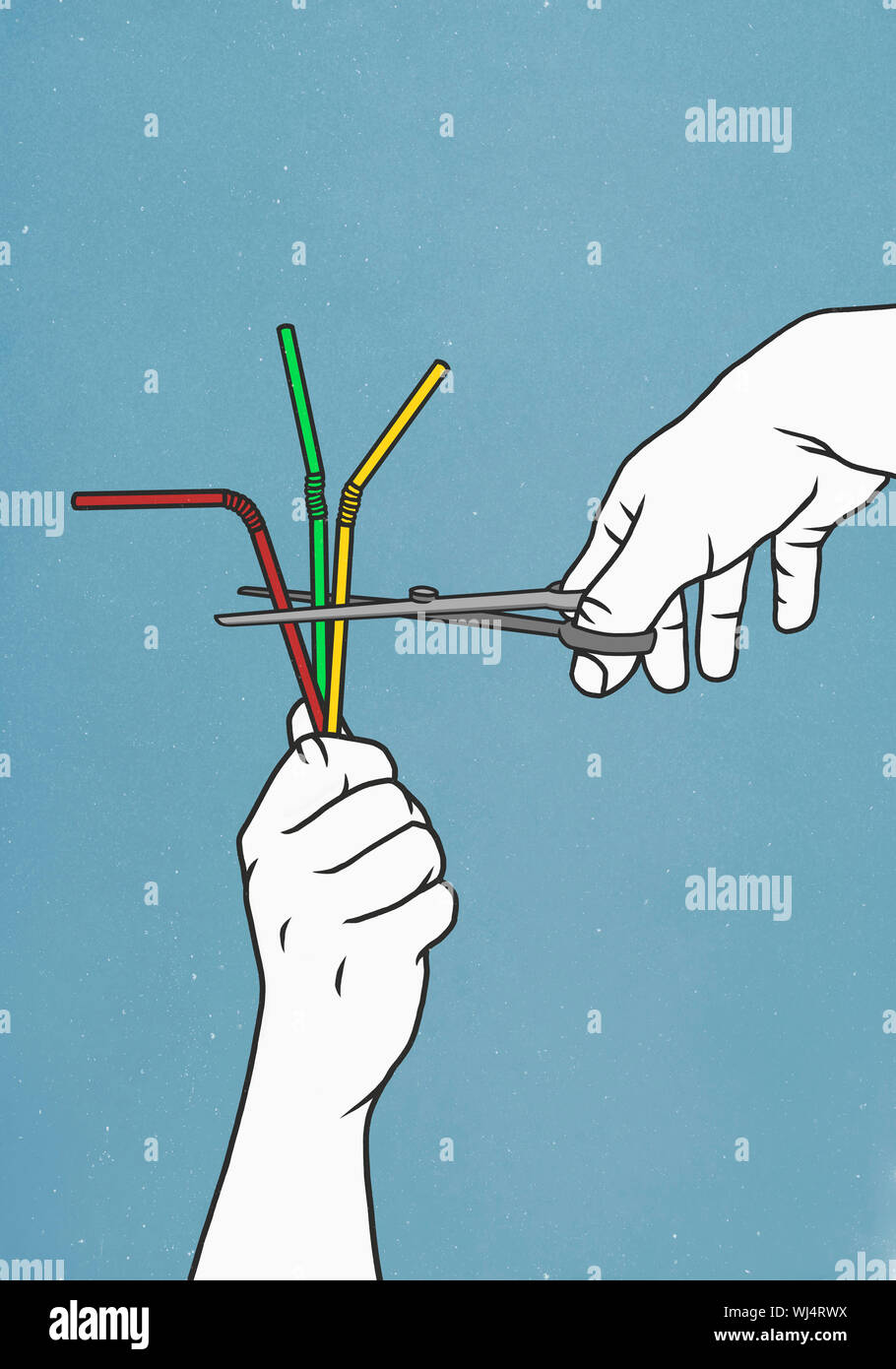 Scissors cutting straws Stock Photo - Alamy