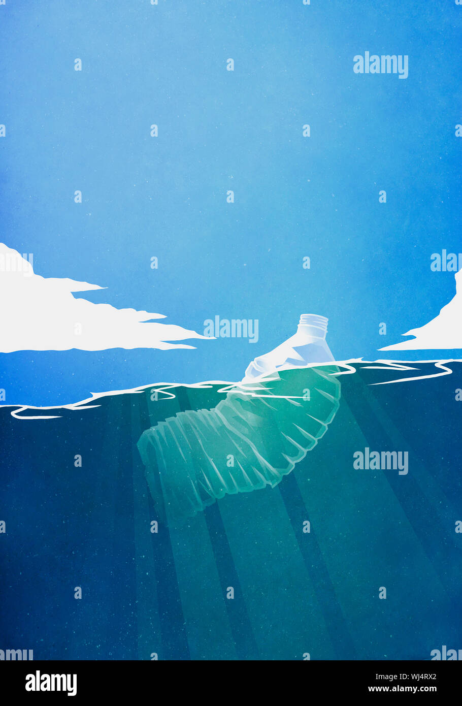 Plastic bottle floating in ocean Stock Photo - Alamy