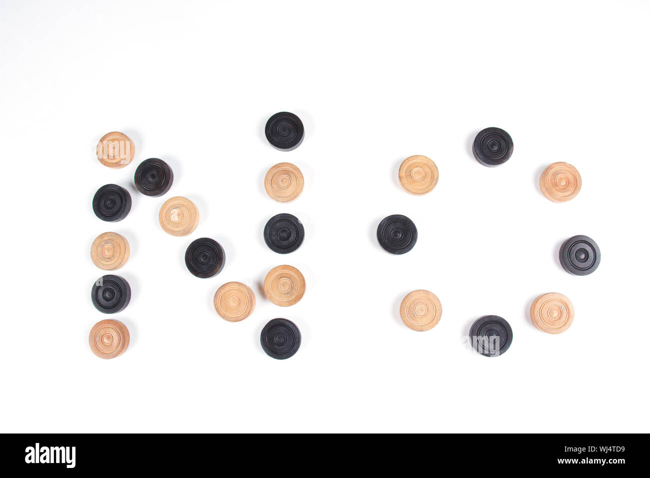 Carrom pieces in shape of No sign text isolated on white background ...