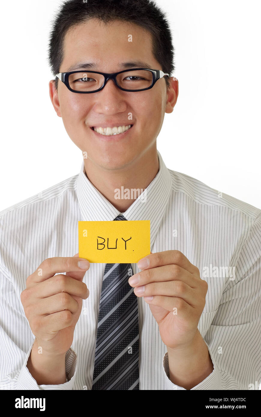 Businessman holding business card words hi-res stock photography and ...