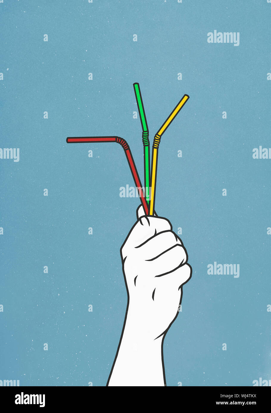 Hand holding three straws Stock Photo - Alamy