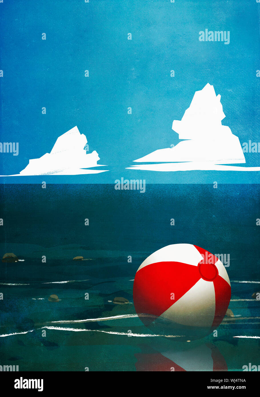 Beach ball floating on ocean Stock Photo - Alamy