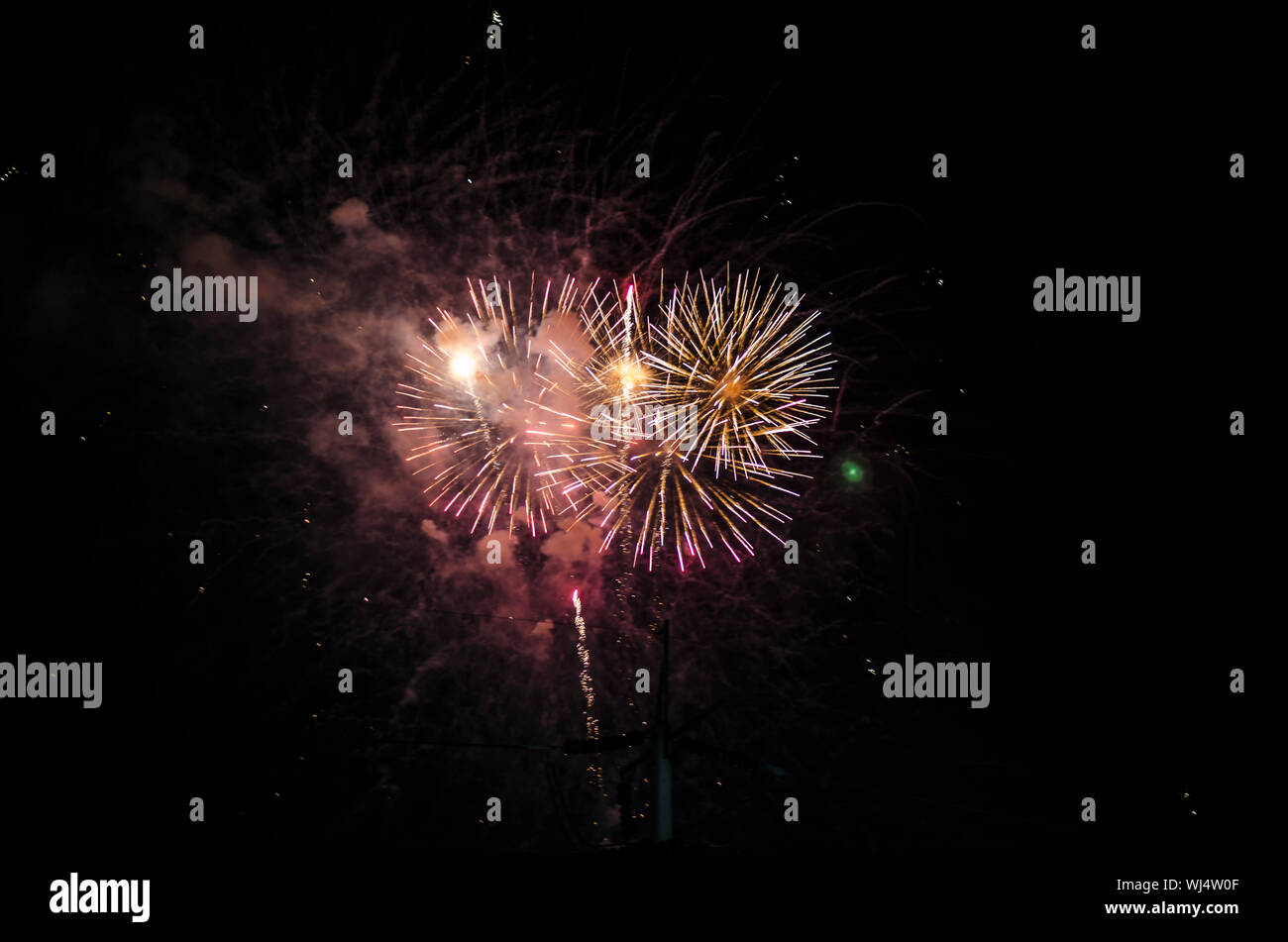 celebrate festival fire work on black sky background Stock Photo - Alamy