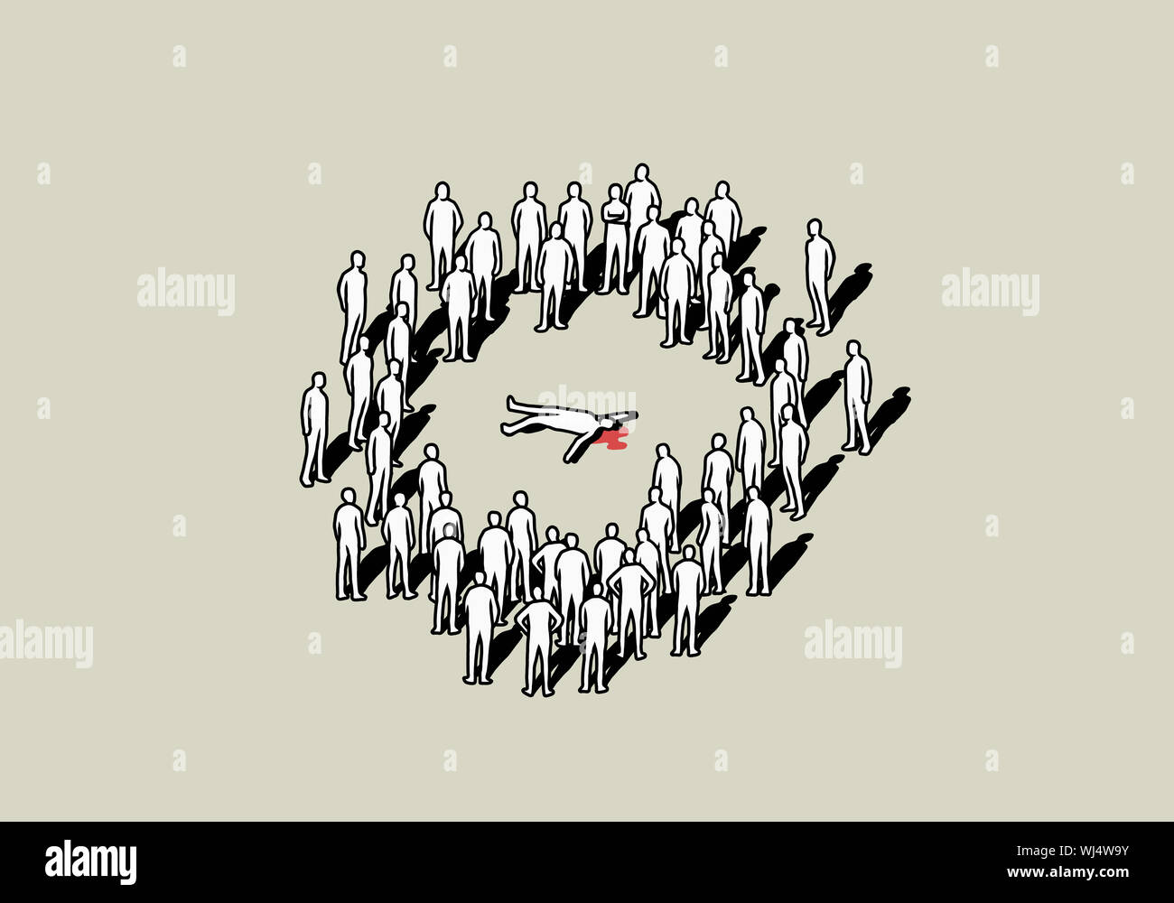 Crowd surrounding bleeding victim Stock Photo - Alamy