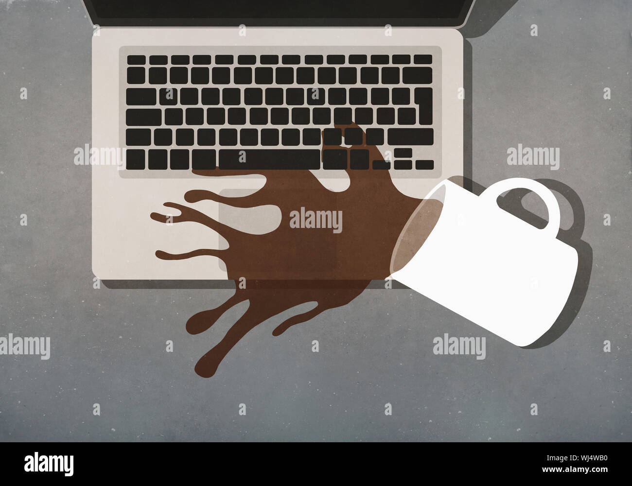 Coffee spilling on laptop keyboard Stock Photo - Alamy