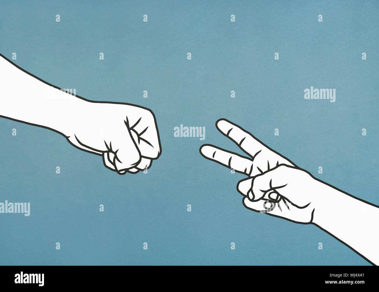 Hands playing rock, paper, scissors Stock Photo - Alamy