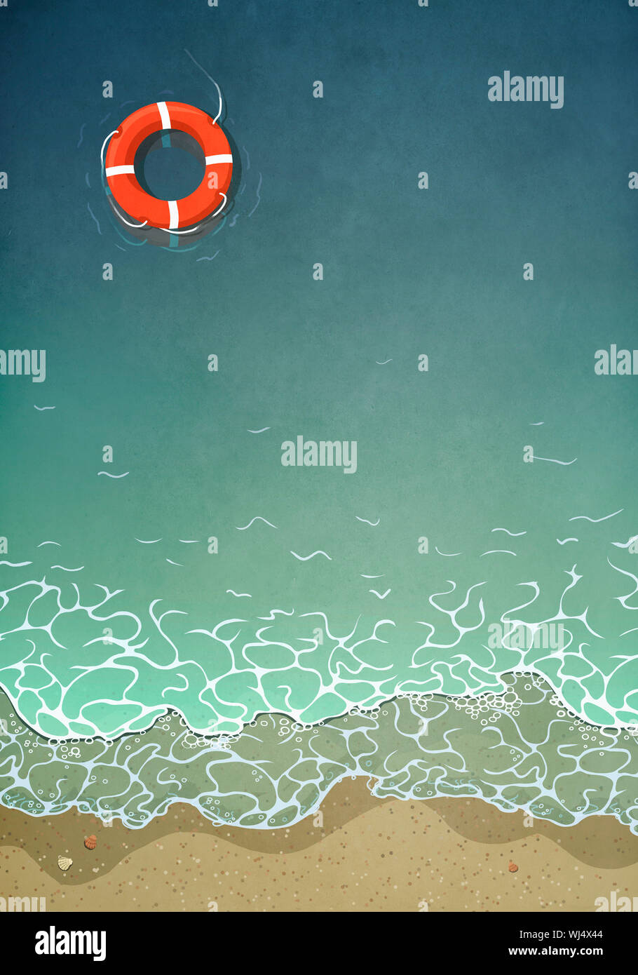 Life ring floating in ocean water Stock Photo - Alamy