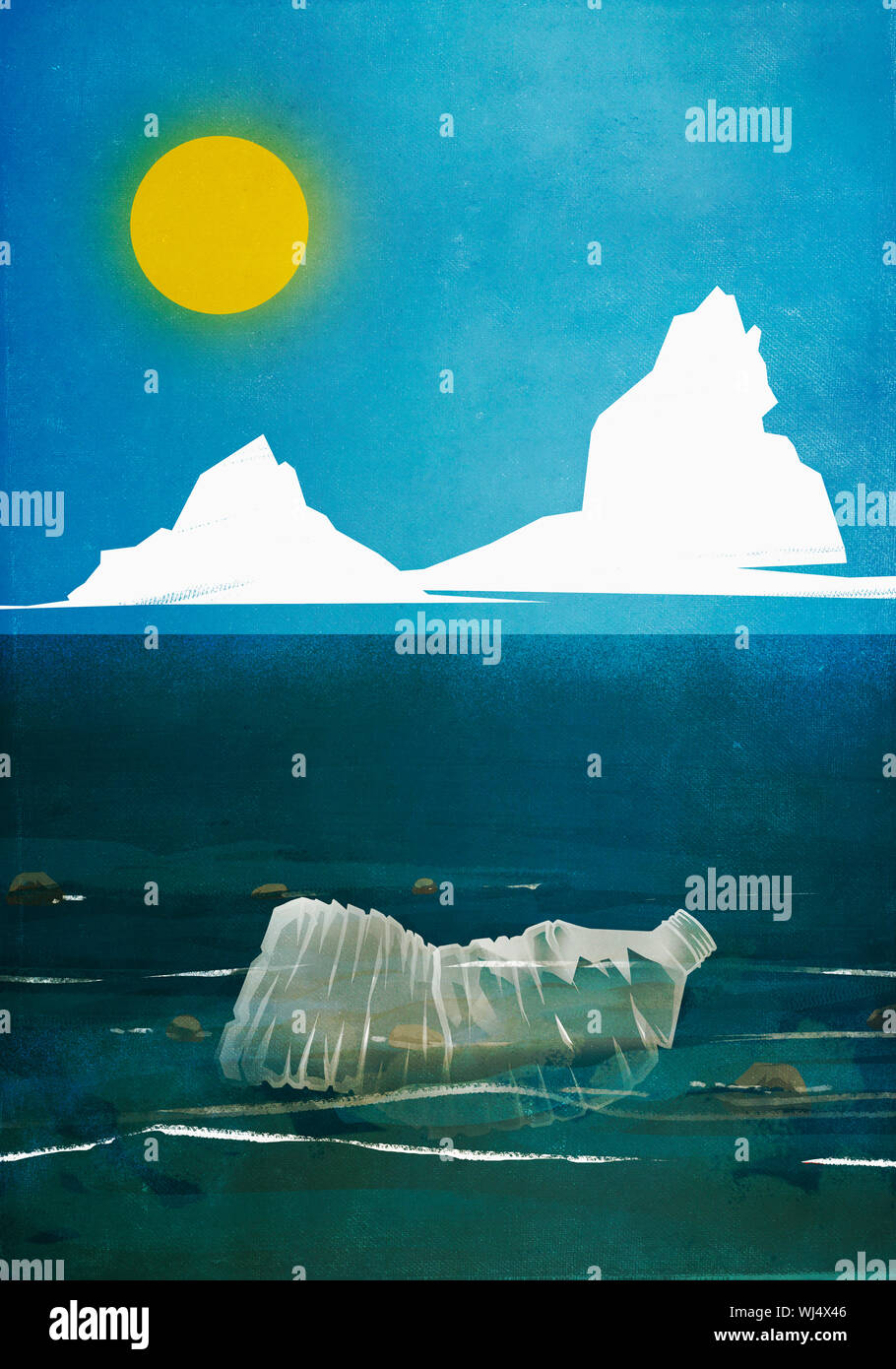 Plastic bottle floating in ocean water Stock Photo - Alamy