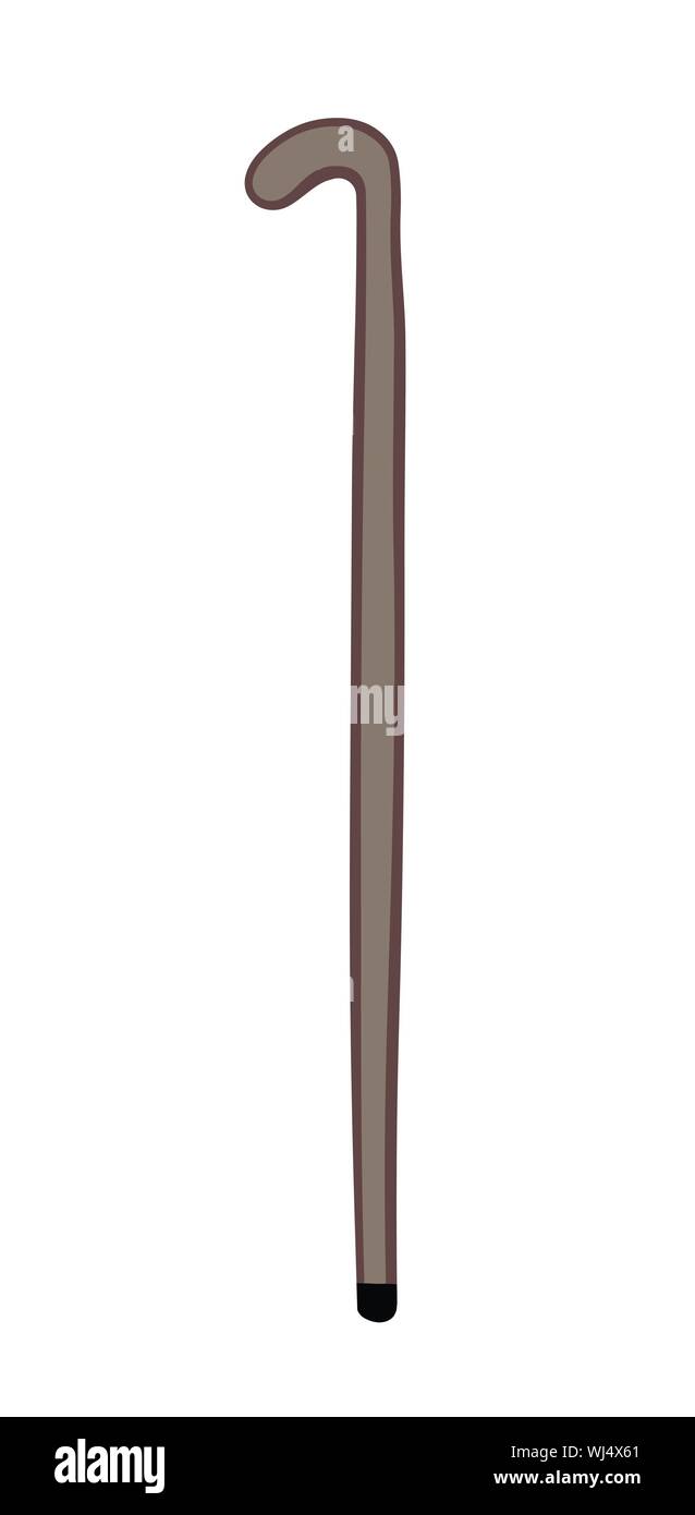 Vector illustration walking stick. Hand drawn. Colored outlines Stock ...