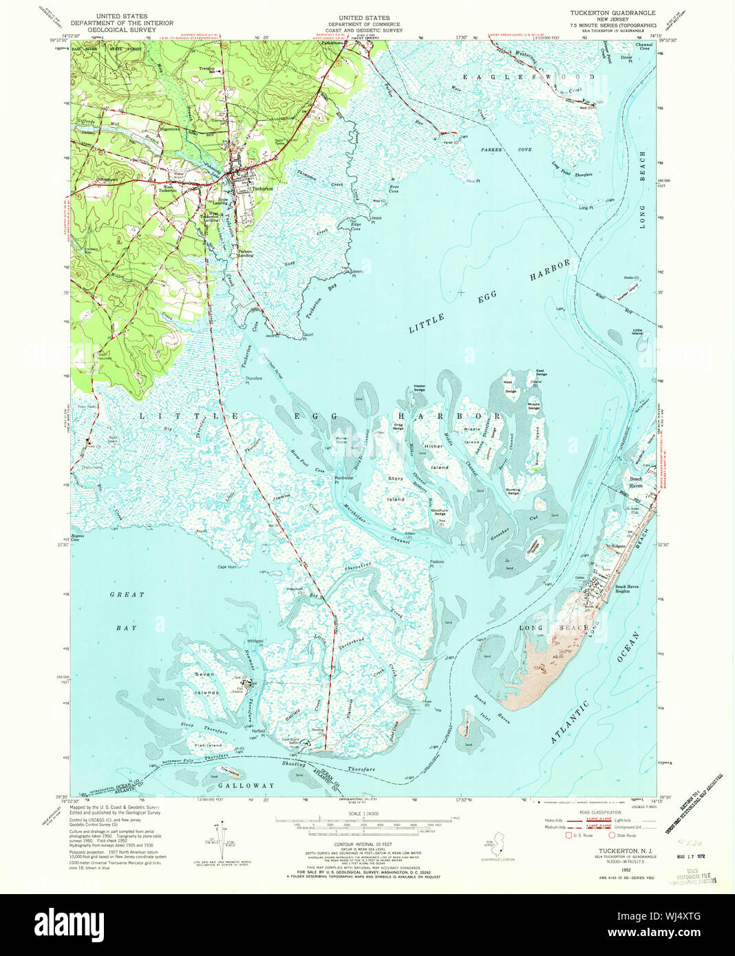 USGS TOPO Map New Jersey NJ Tuckerton 254941 1952 24000 Restoration ...