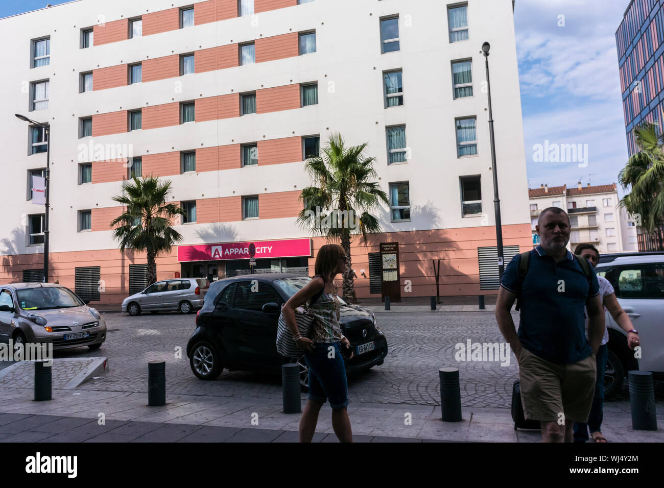 Perpignan, France, People, Street Scene, Outside Tra-in Station, with ...