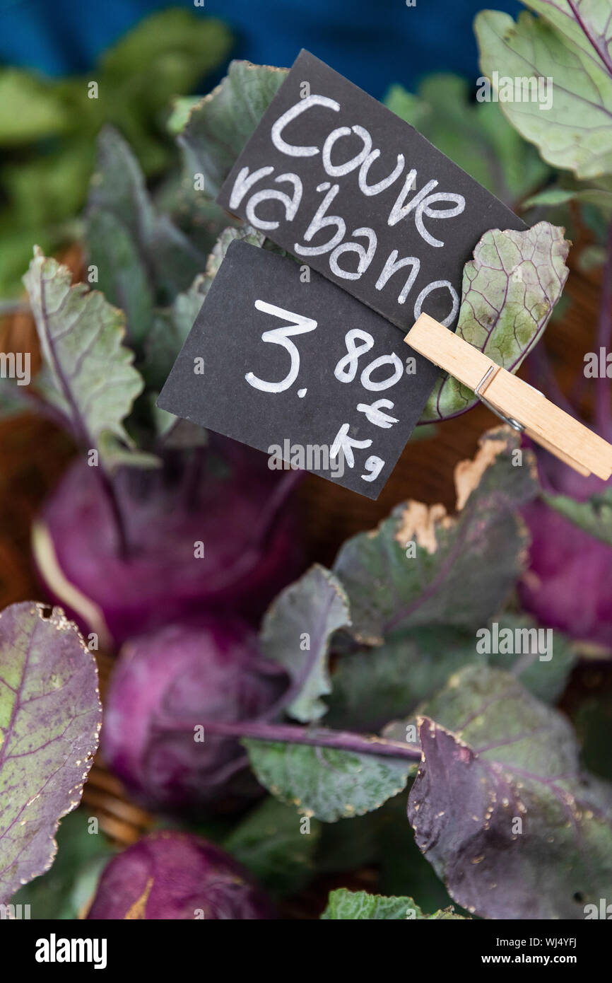 Close up Portuguese cabbage kale with price sign Stock Photo - Alamy