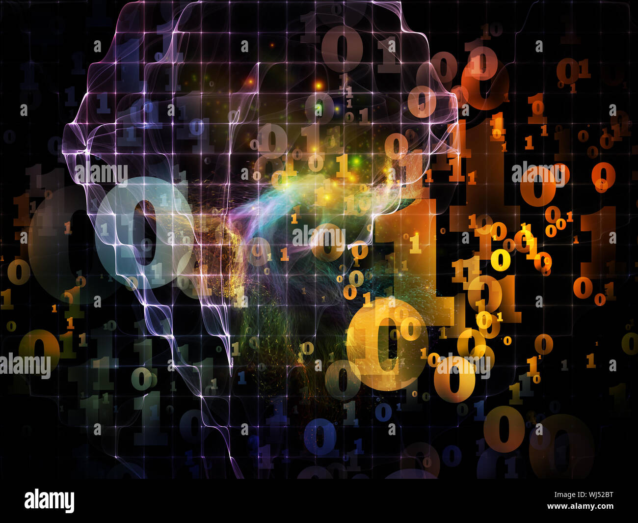 Number in Space series. Backdrop composed of numbers, fractal textures ...