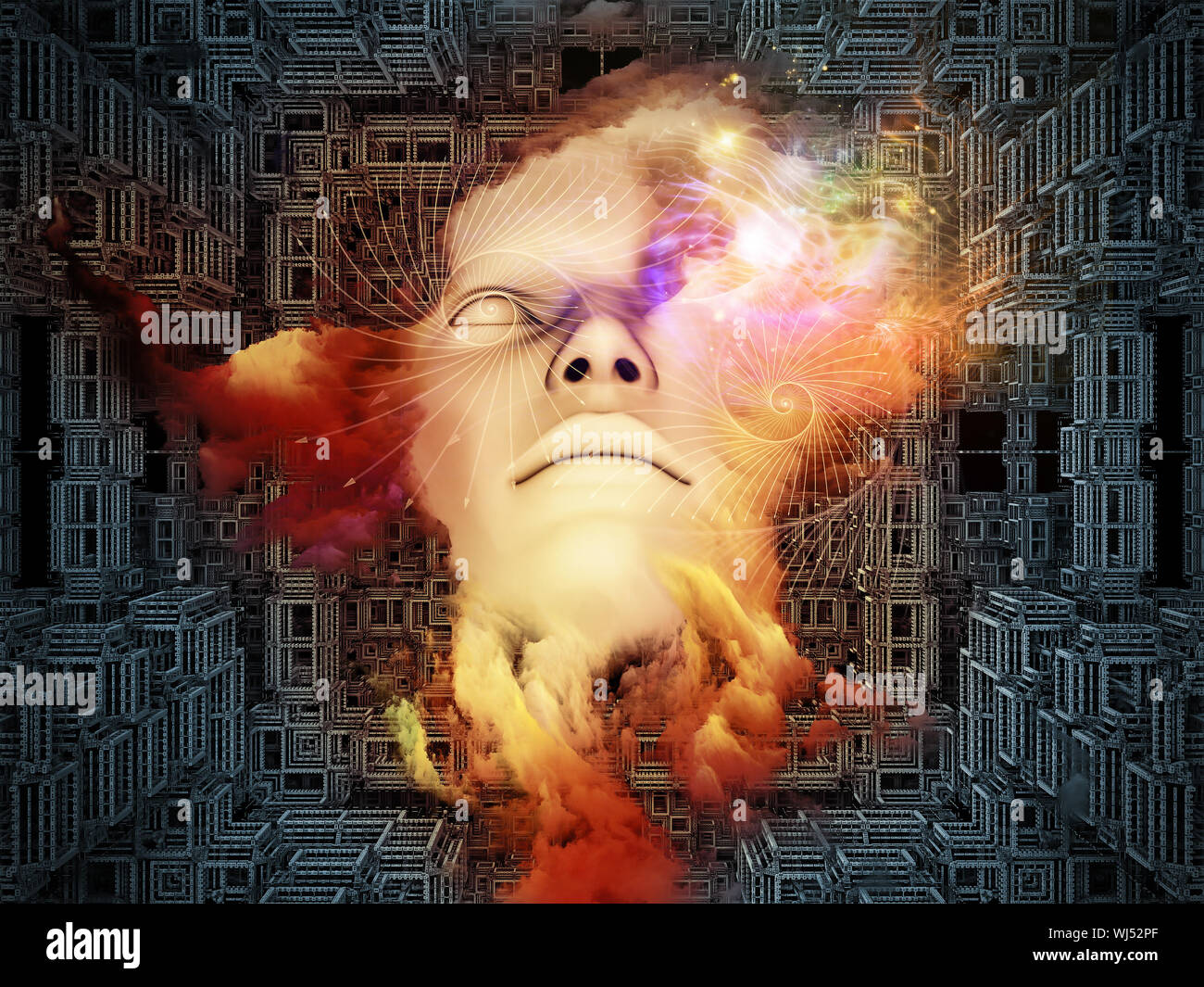 Beyond Human series. Collage of human, geometric and natural forms on ...