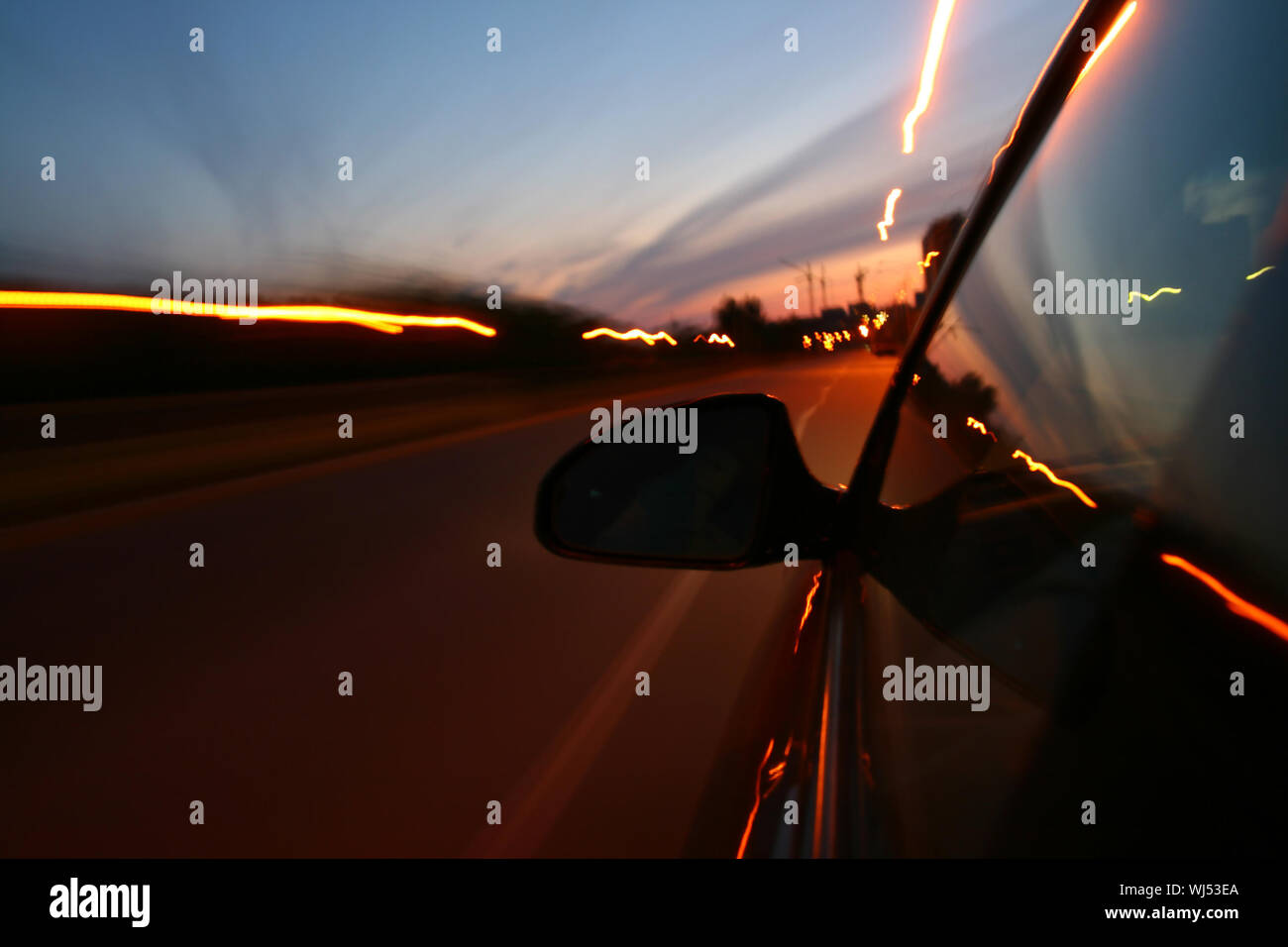 speed drive in night on car Stock Photo - Alamy