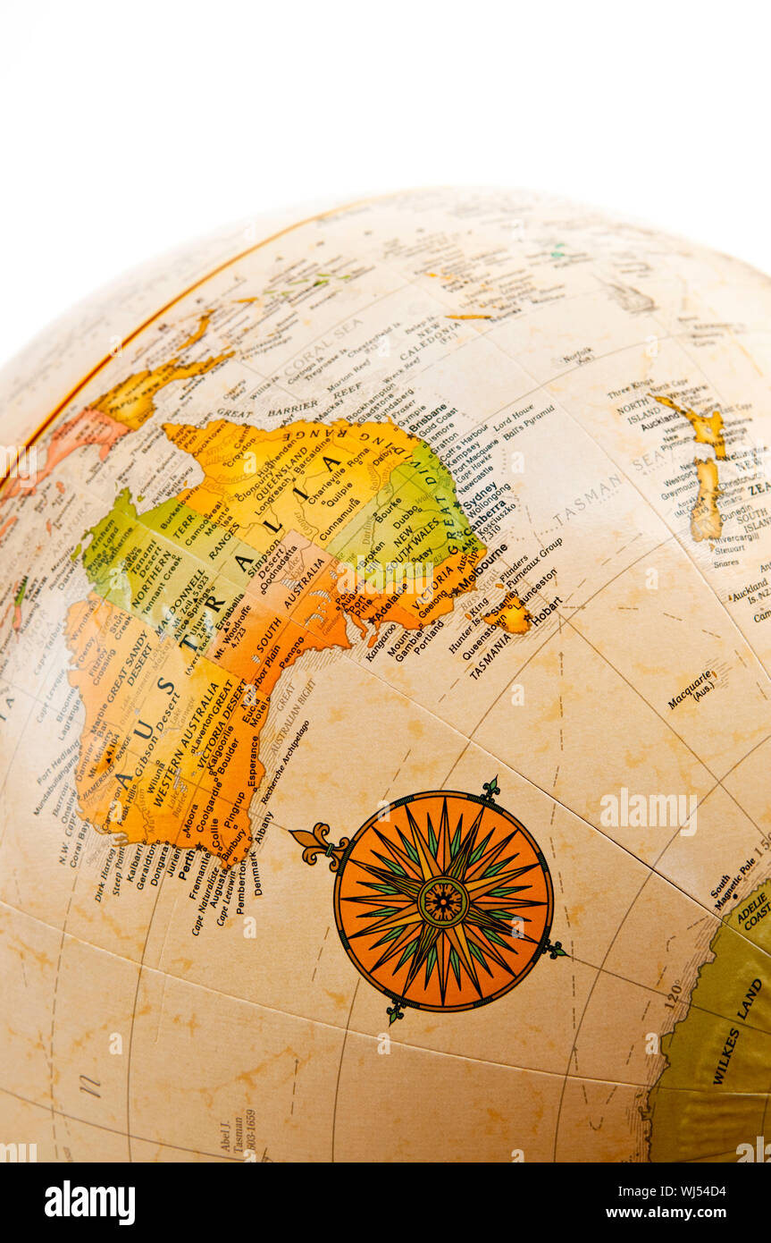 Part of a globe with map of Australia Stock Photo - Alamy