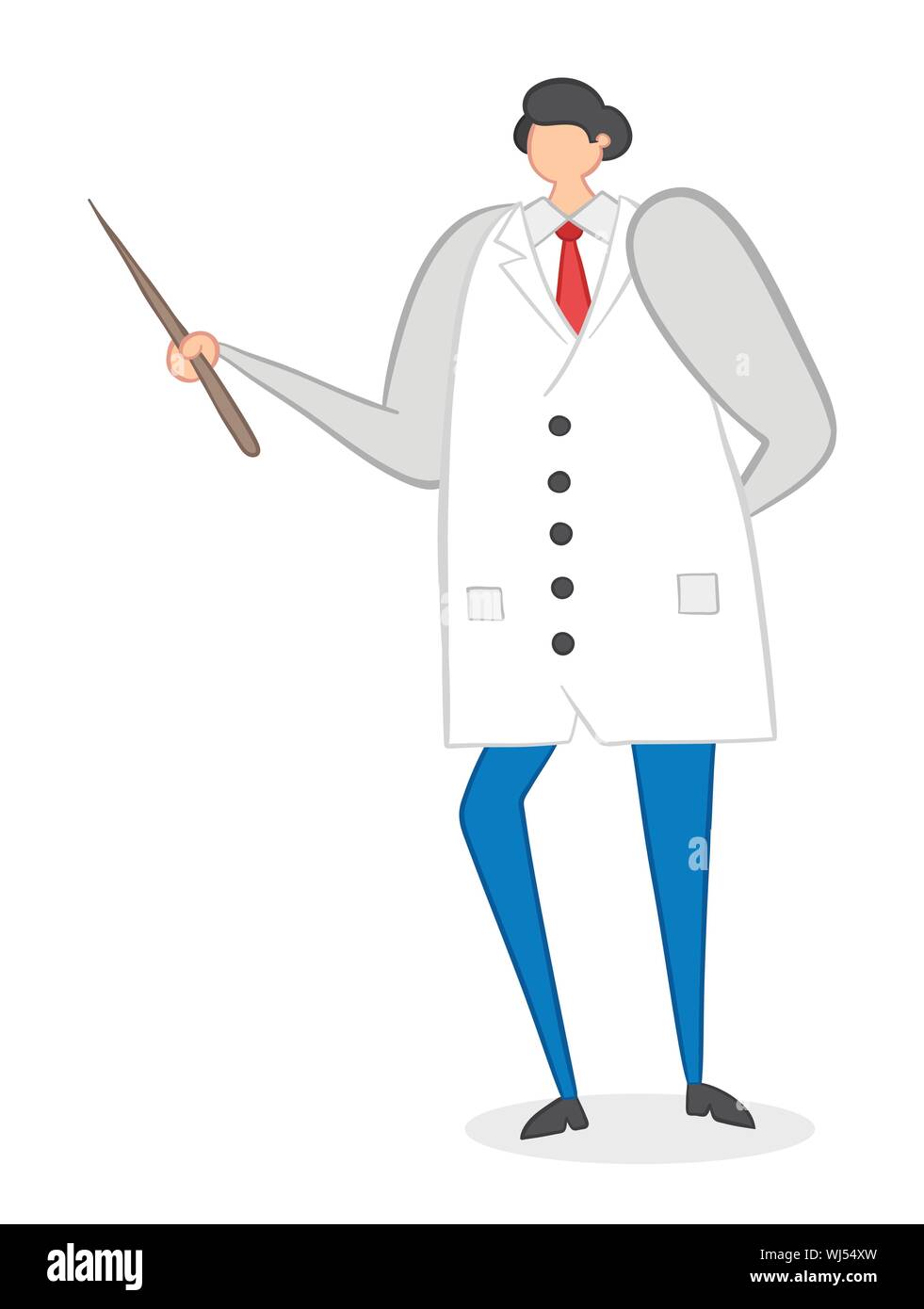 Vector illustration doctor holding pointer stick. Hand drawn. Colored ...