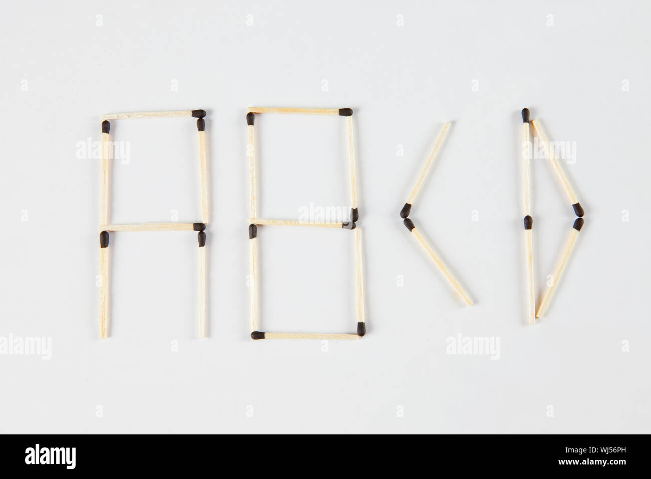 Letters A to D made of matchstick series isolated on white background ...