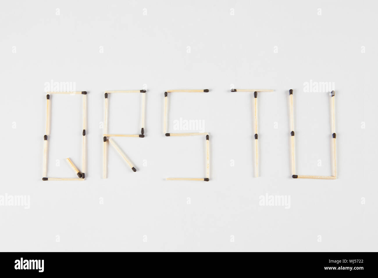 Letters Q to U made of matchstick series isolated on white background ...
