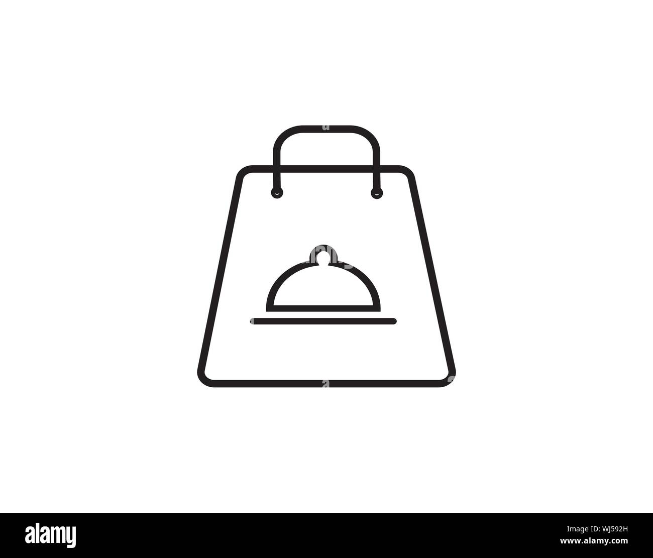 Take away paper food bag line icon, outline vector sign, linear style ...