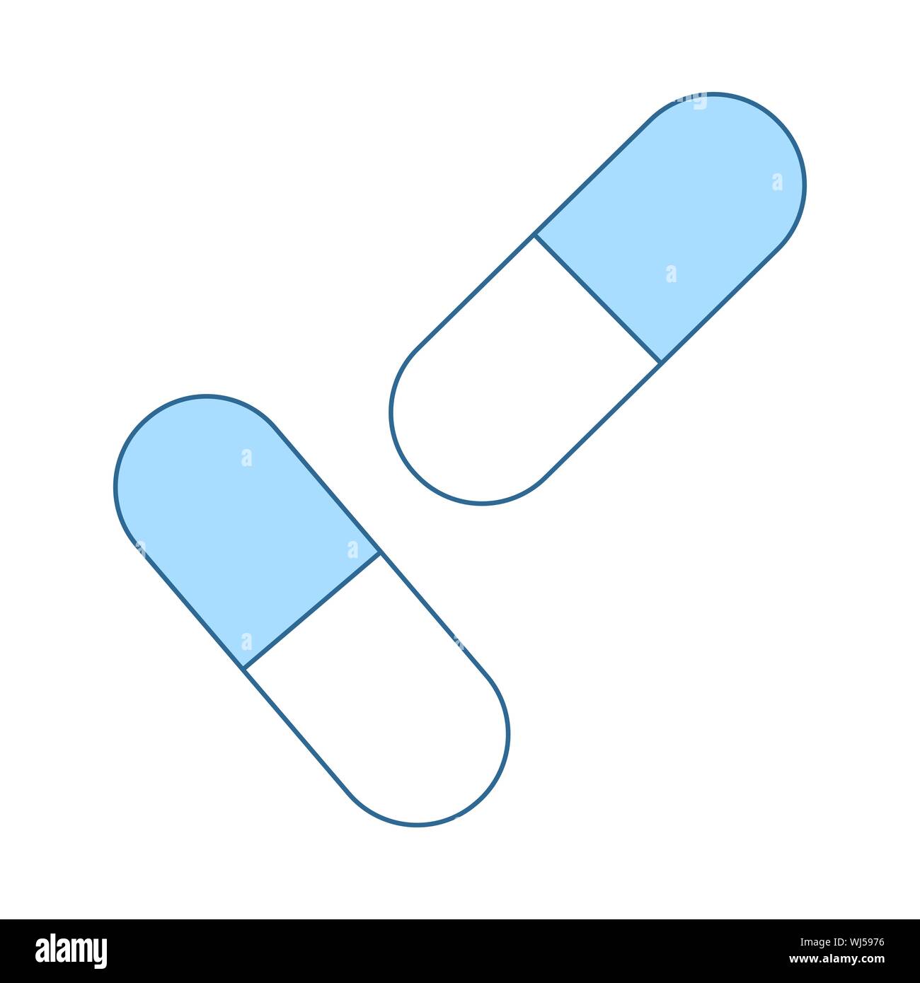 Pills Icon. Thin Line With Blue Fill Design. Vector Illustration Stock ...