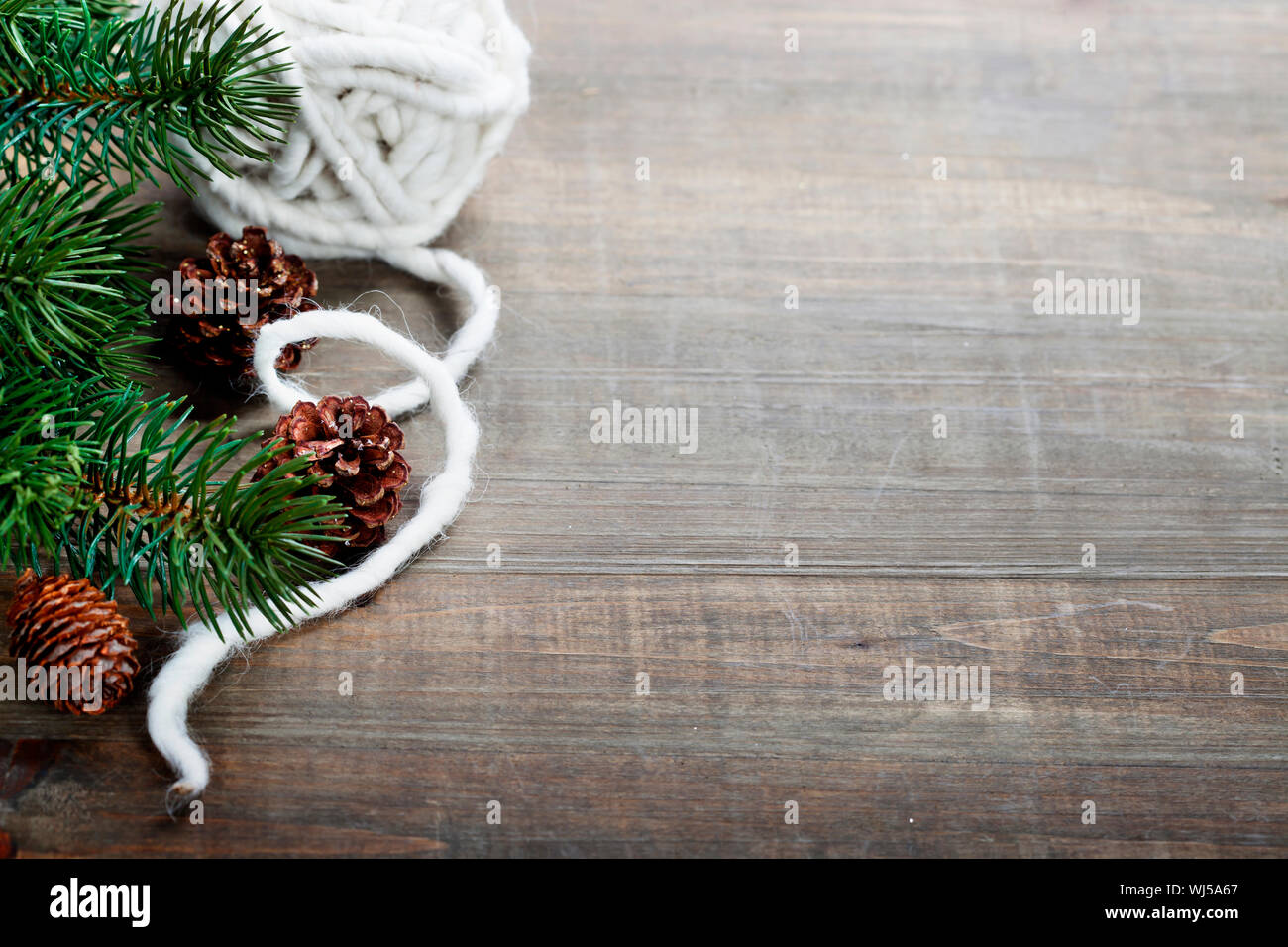 Christmas border design on the wooden background Stock Photo - Alamy