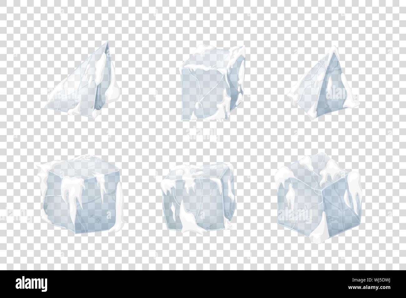 Set of transparency ice cubes with snow. Vector illustration. 3D design Stock Vector Image & Art ...
