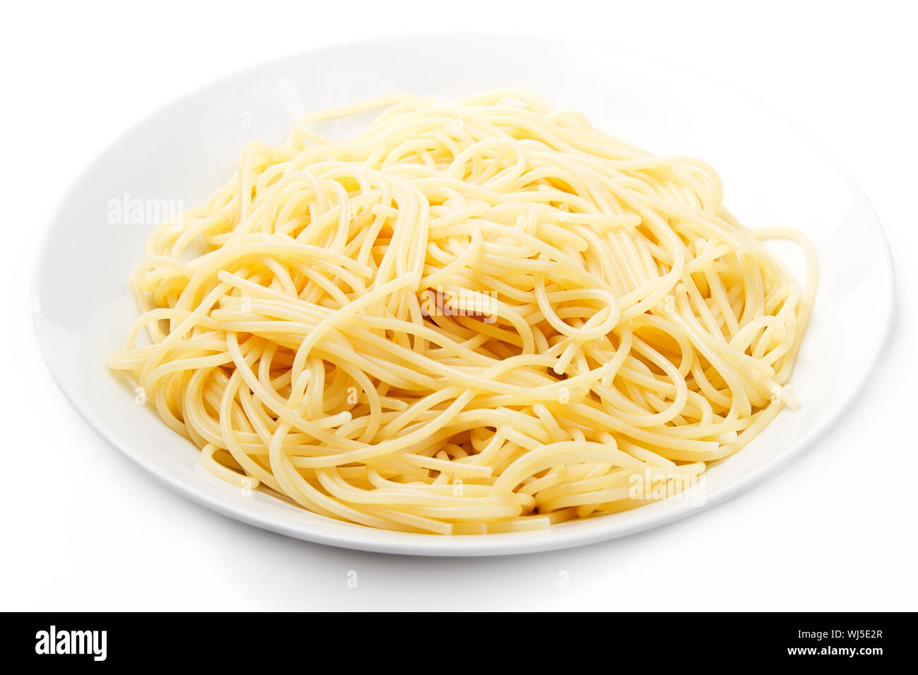one plate with spaghetti on white background Stock Photo - Alamy