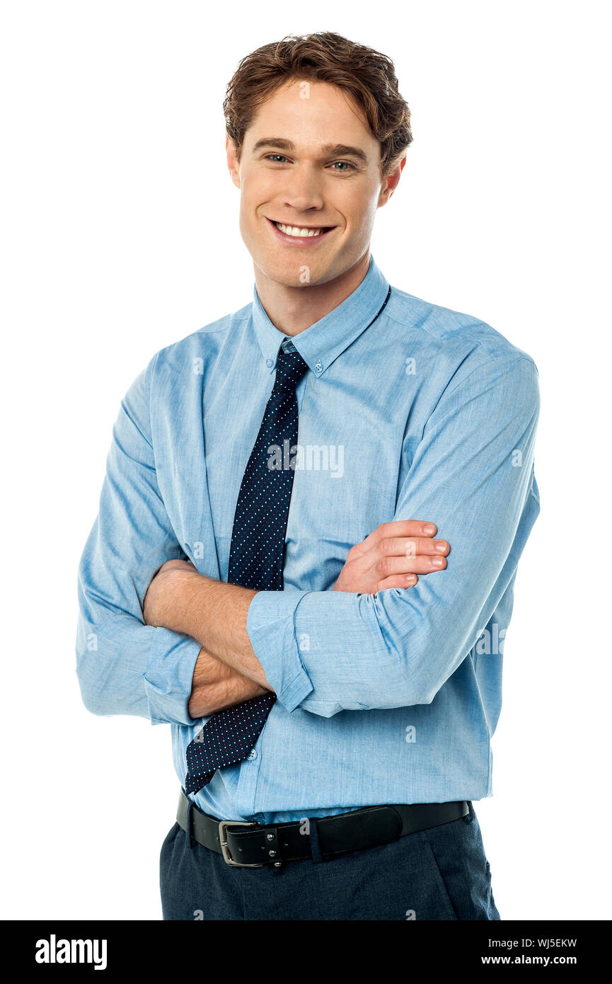 Handsome male manager portrait over white Stock Photo - Alamy