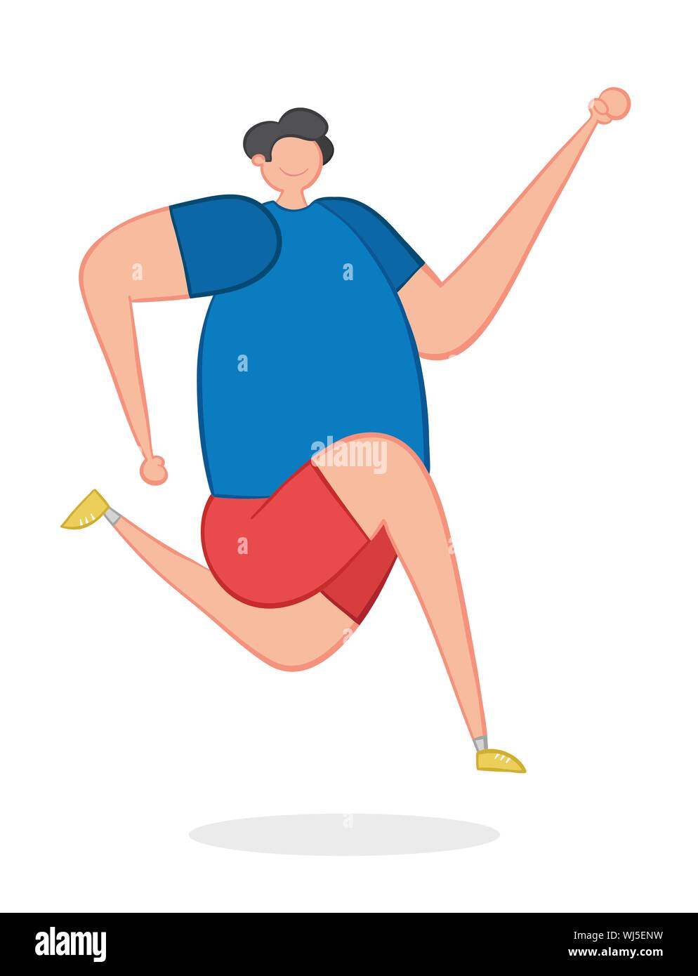 Vector illustration man jogging. Hand drawn. Colored outlines Stock ...