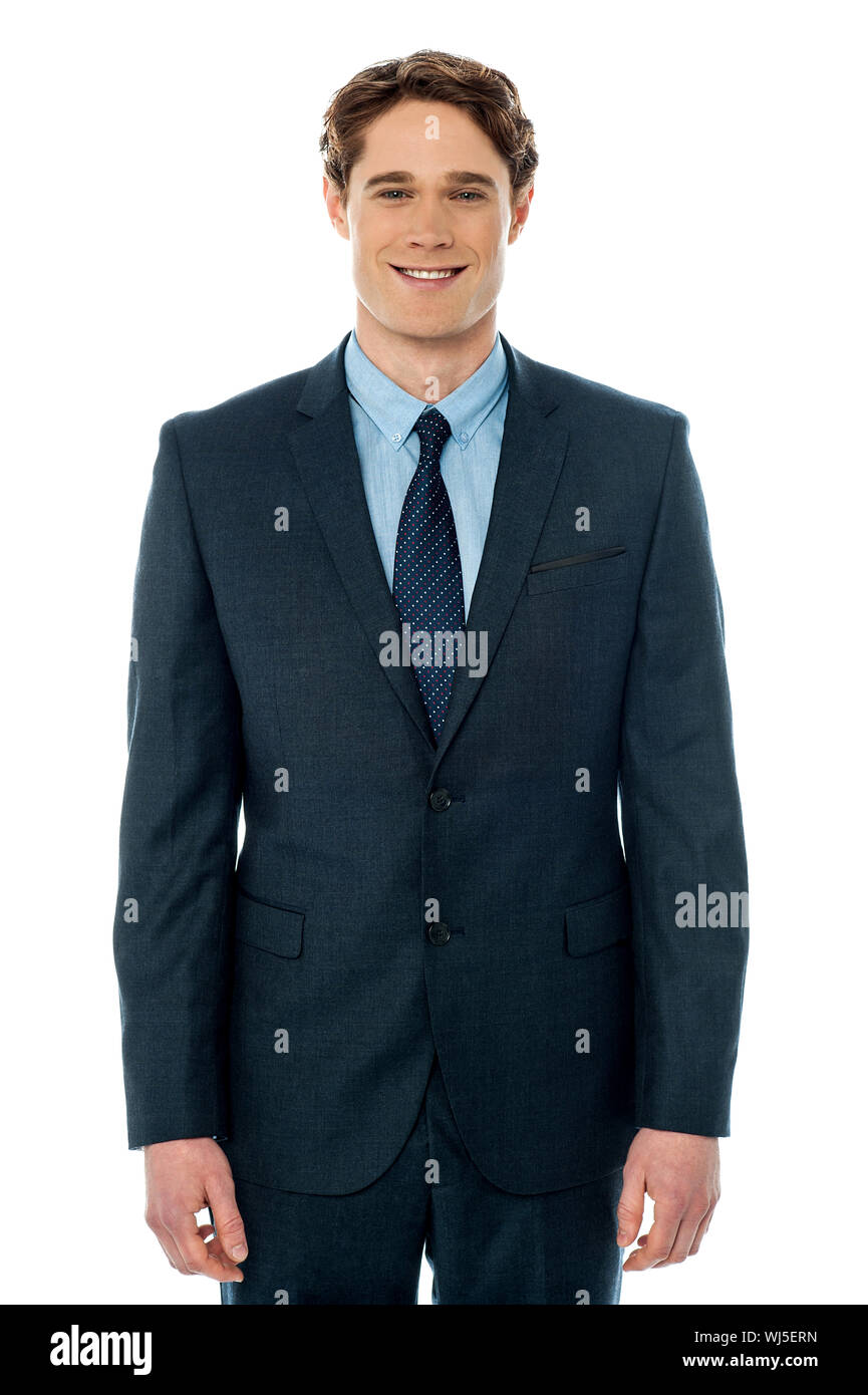 Calm corporate guy isolated over white Stock Photo - Alamy